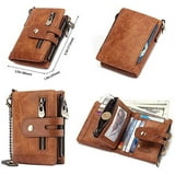 Men's Genuine Leather RFID Blocking Trifold Wallet with Anti-Theft ...