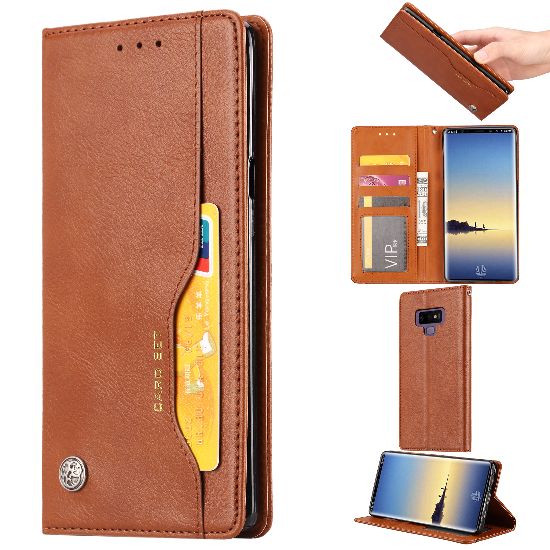 Galaxy Note 9 Case, Allytech Vintage Leather Slim Lightweight Business ...