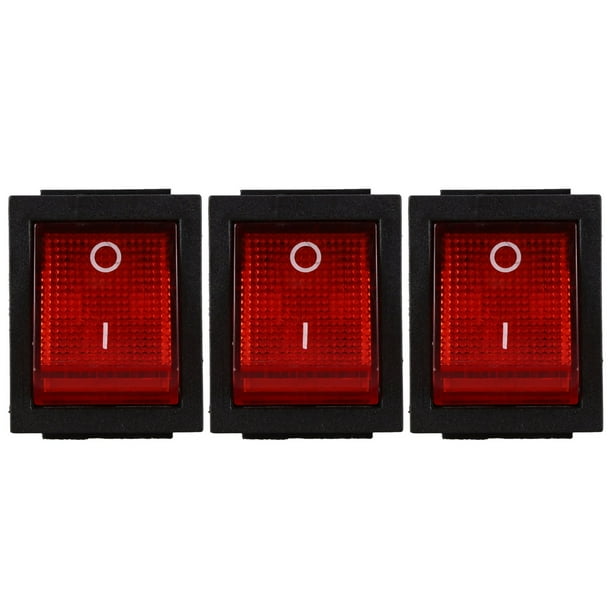 3X Red Light Illuminated 4 Pin DPST ON/OFF Snap in Rocker Switch 16A ...