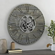 HomeRoots Oversized Rustic Galvanized Metal Round Wall Clock - Walmart.com