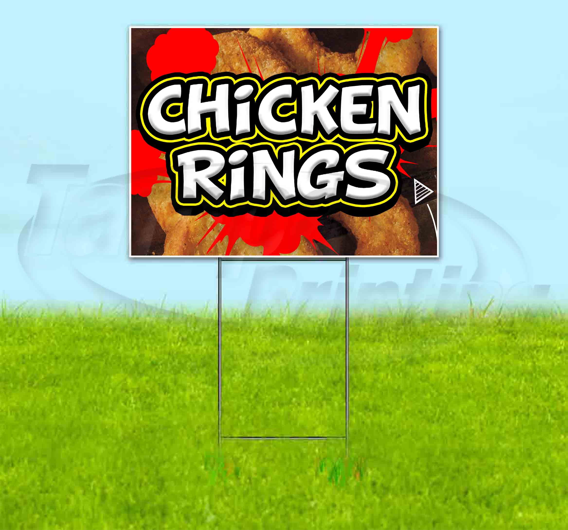Chicken Rings Red Splat (18" x 24") Yard Sign, Includes Metal Step ...