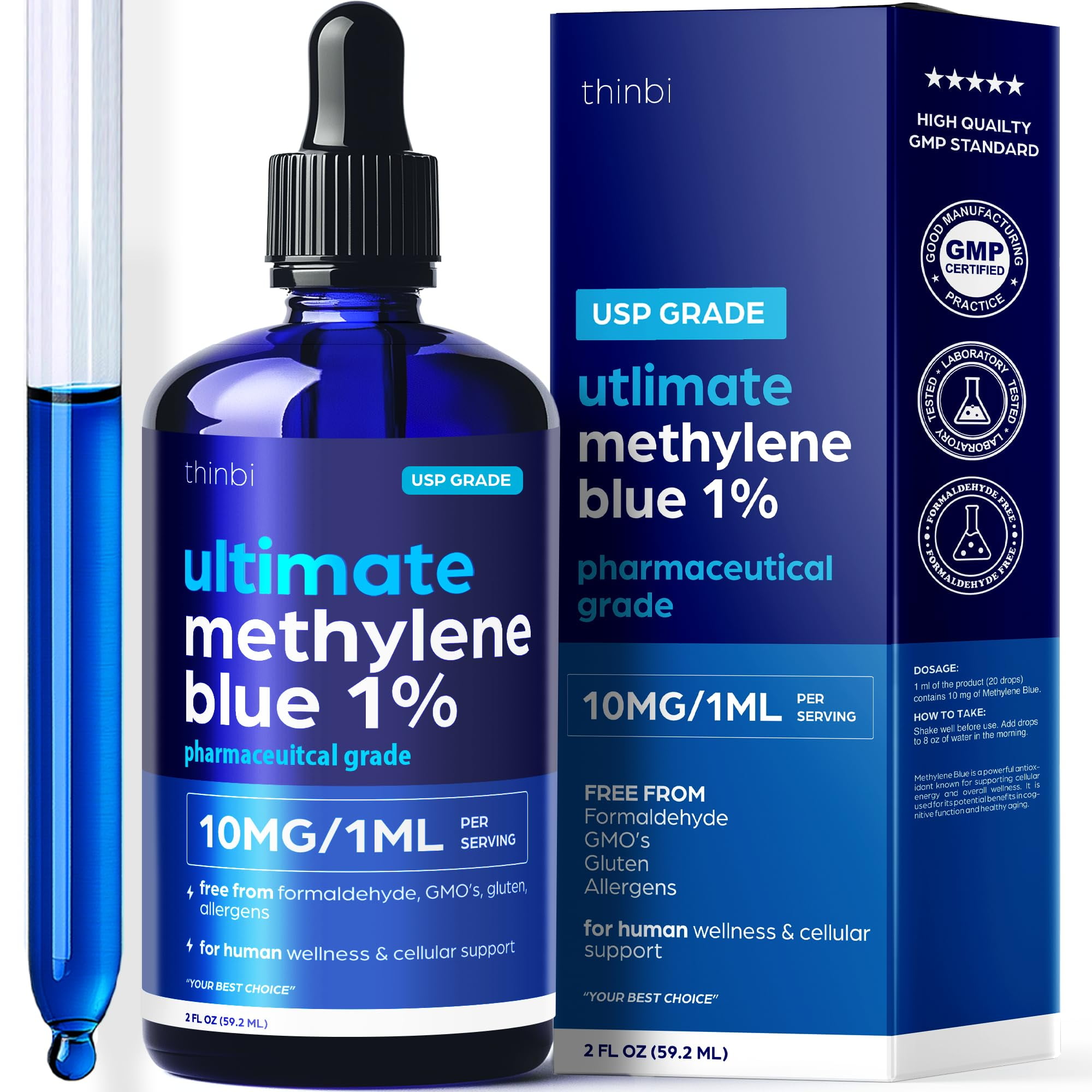 Suplemento Artnaturals de azul de metileno, 60 ml, solución al 1% USP ...