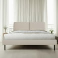 MARNUR Queen Size Bed Frame with Linen Fabric Headboard Adjustable ...