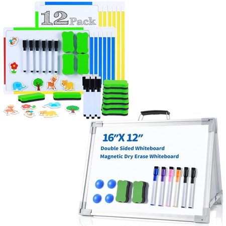 12"X16" Magnetic Desktop Whiteboard + 12 Pack Colored Frame Magnetic ...