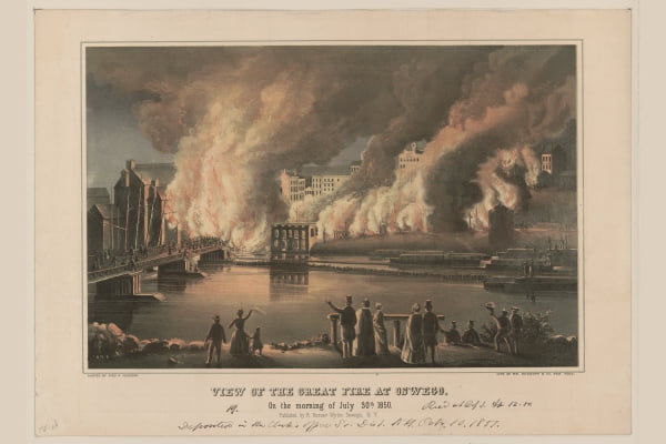 Print: View Of The Great Fire At Oswego, On The Morning Of July 30 ...