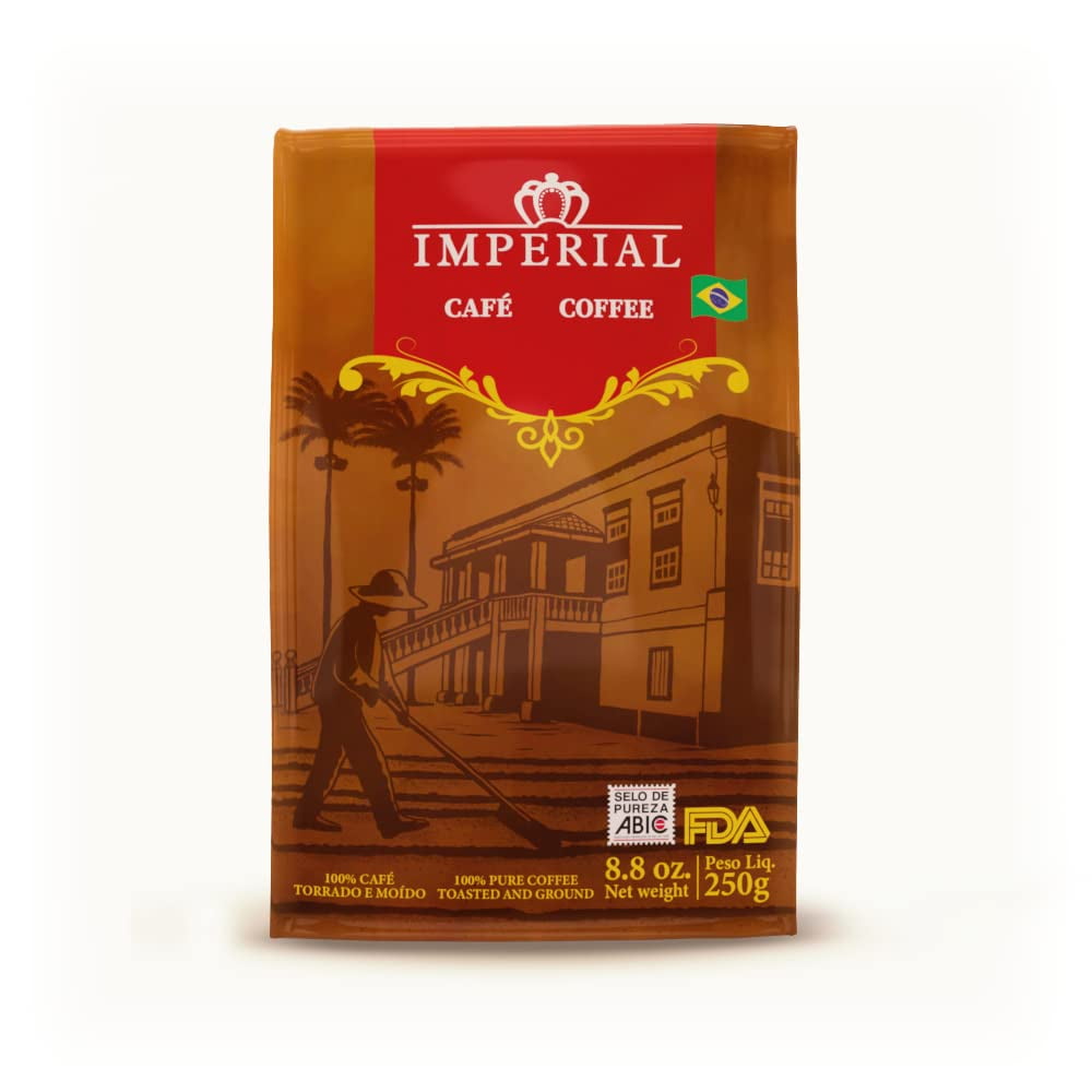 Imperial Café Brazilian Grounded Bean Coffee Blend, Medium Roast, 8.8 ...