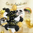 CYMYLAR Congrats Grad Balloon Set Includes 15Pcs Black Gold Latex Foil ...