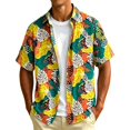 Mens Shirt Solid Color Loose Comfortable Vertical Striped Short Sleeved ...