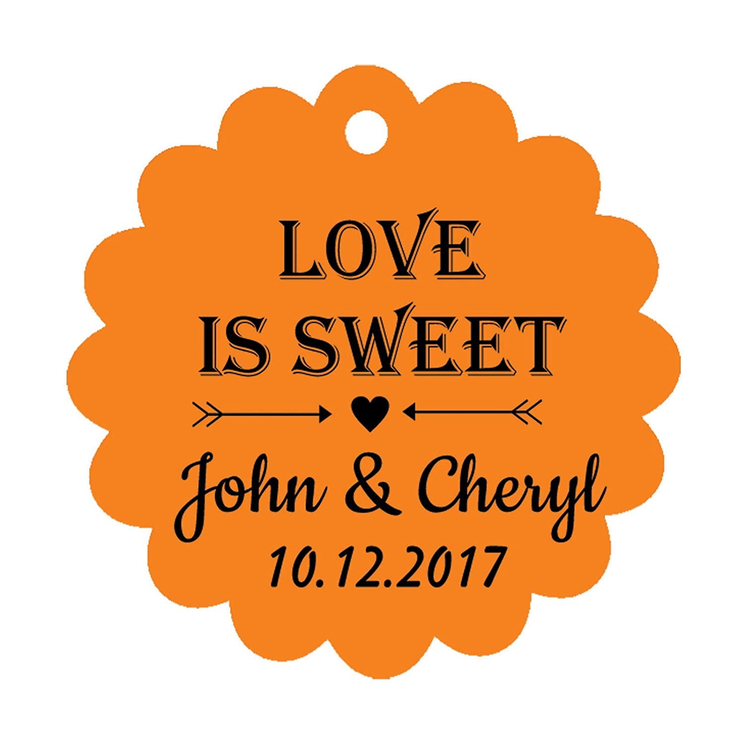 100 PCS Love is Sweet Personalized Scallop Edge Wedding Favor Gift ...