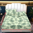 chaqlin Tropical Palm Leaf 3 Pcs Bedding Sheets Set Non-Slip Elastic ...