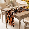 Abstract Geometric Dining Table Runner, Orange Bold Shapes Graphic ...