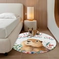 3ft Round Rug Ground Rat Flower Bushes Rustic Leaves Area Rugs for ...