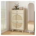 HeSLehs Natural Rattan Shoe Cabinet with 2 Drawers, Shoe Rack Storage ...