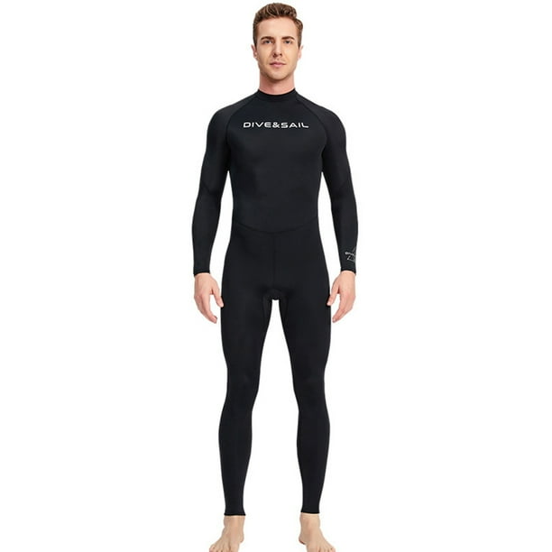 Men One Piece Diving Swimsuit with Back Zipper Quick Dry Long Sleeve ...