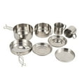 Leyeet Camping Cookware Set 8pcs Stainless Steel Pot Pan Cups Plates ...