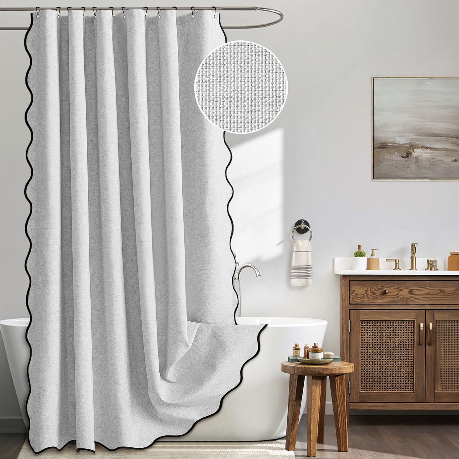 Click here for Xmhytop-A Linen Shower Curtain  Boho Shower Curtai... prices