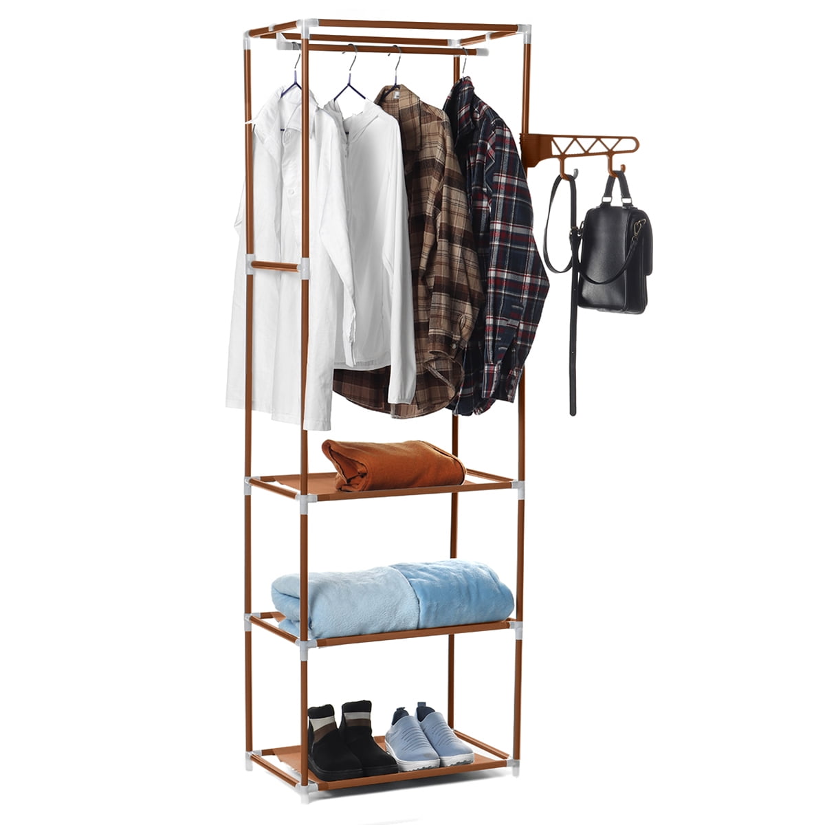 Modern Coat Rack with 3 Tier Shelf & hanger, Shoe Garment Rack Hanger ...