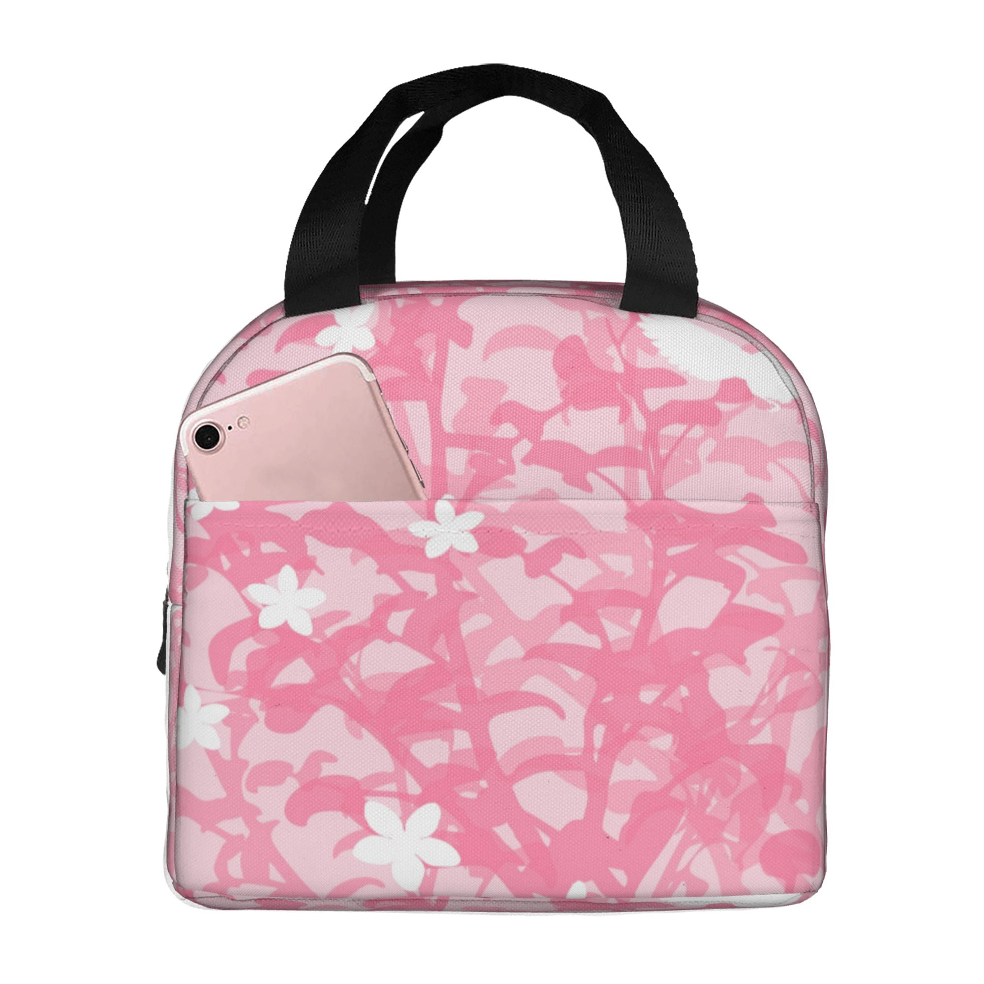 ZICANCN Insulated Lunch Bag for Women Men,Pink Spring Pattern Reusable ...