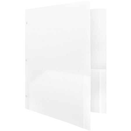JAM PAPER Heavy Duty Plastic 3 Hole Punch Folders with Pockets - Clear ...