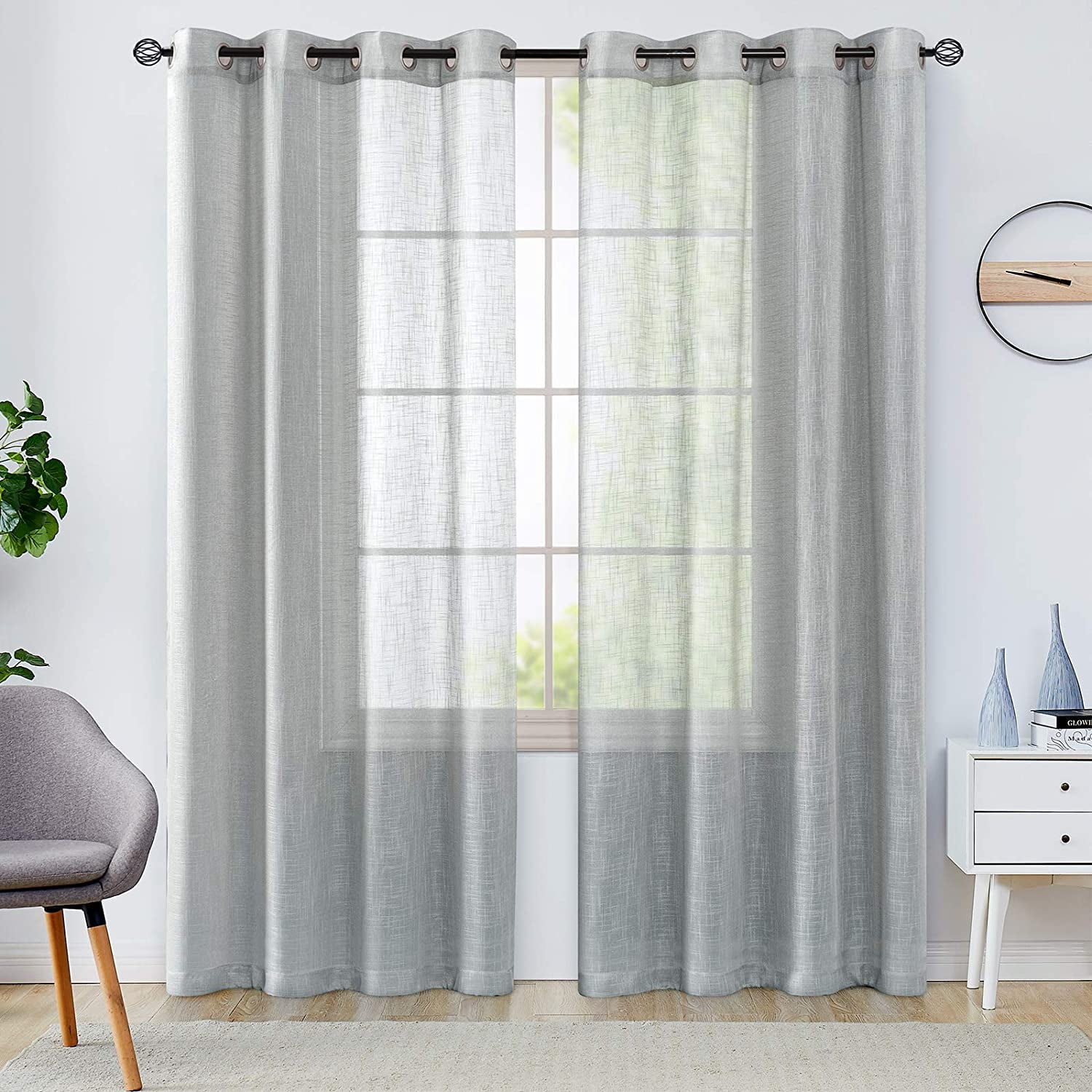 Open Weave Sheer Curtains for Living Room Grommet | Walmart Canada