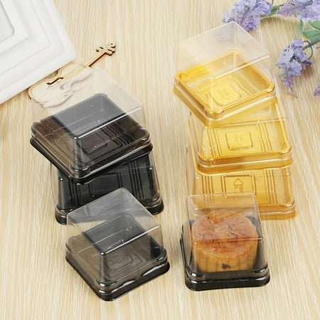 50Pcs Square Mini Cakes Box Clear Plastic Muffins Cups Plastic Packing ...