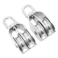 2-Pack Heavy Duty Stainless Steel Double Pulley Block, M50 Wire Rope ...