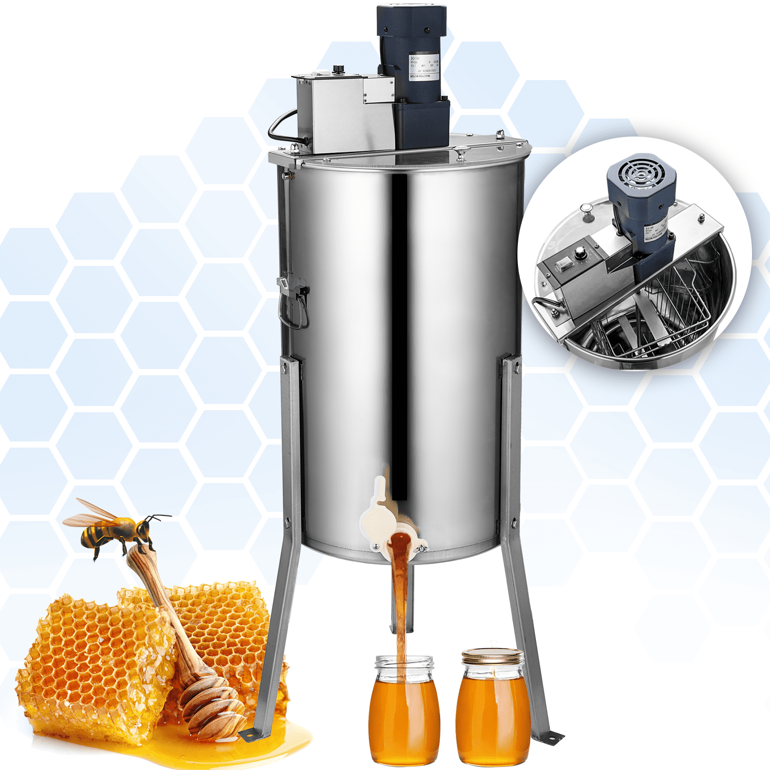 Buy Electric Honey Extractor Separator 2 Frame Bee Extractor, Stainless ...