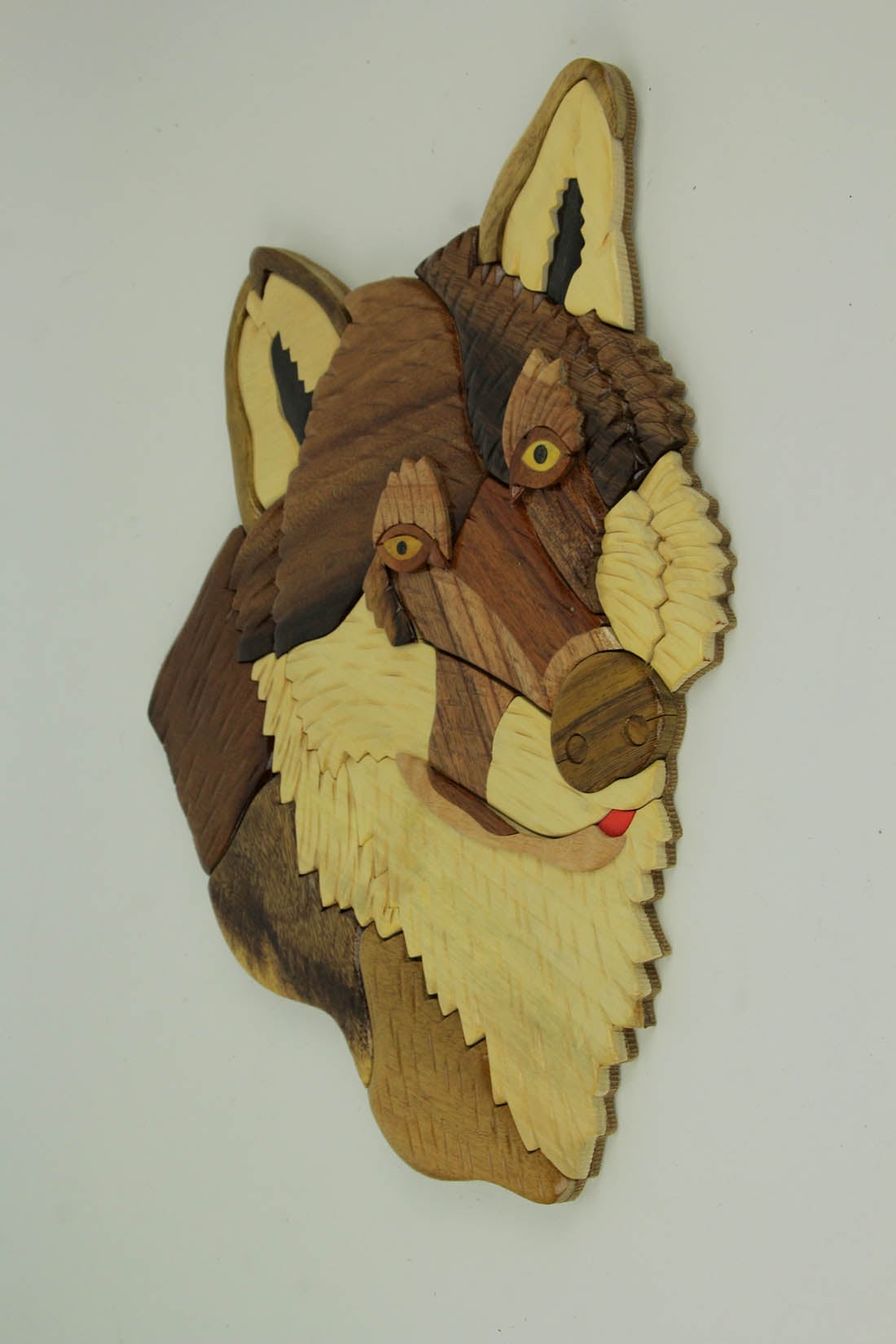 Hand Carved Intarsia Wolf Head Wood Art Wall Hanging | Walmart Canada