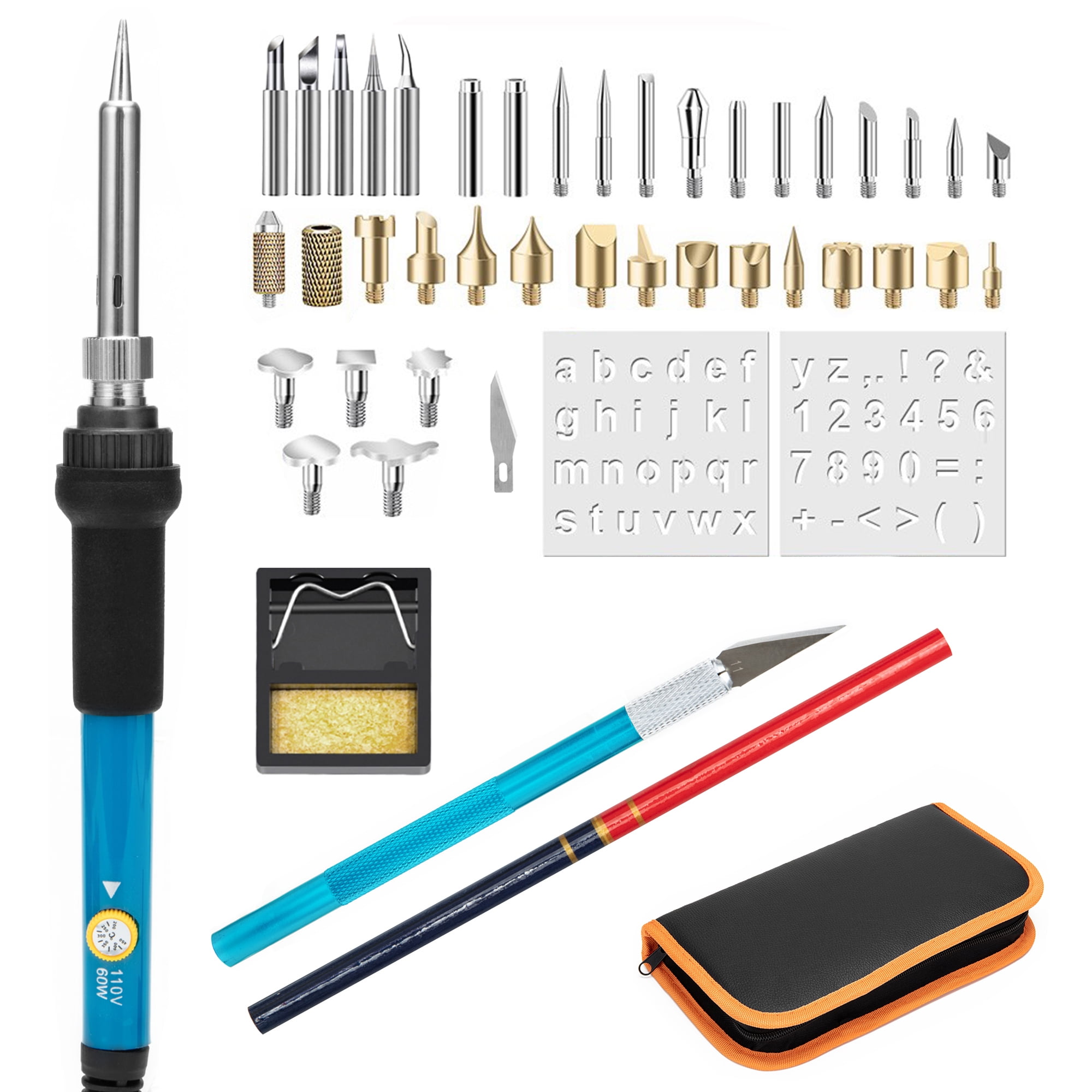 YouLoveIt 52Pcs Burning Pen Set Soldering Tools Pyrography Crafts Kit ...