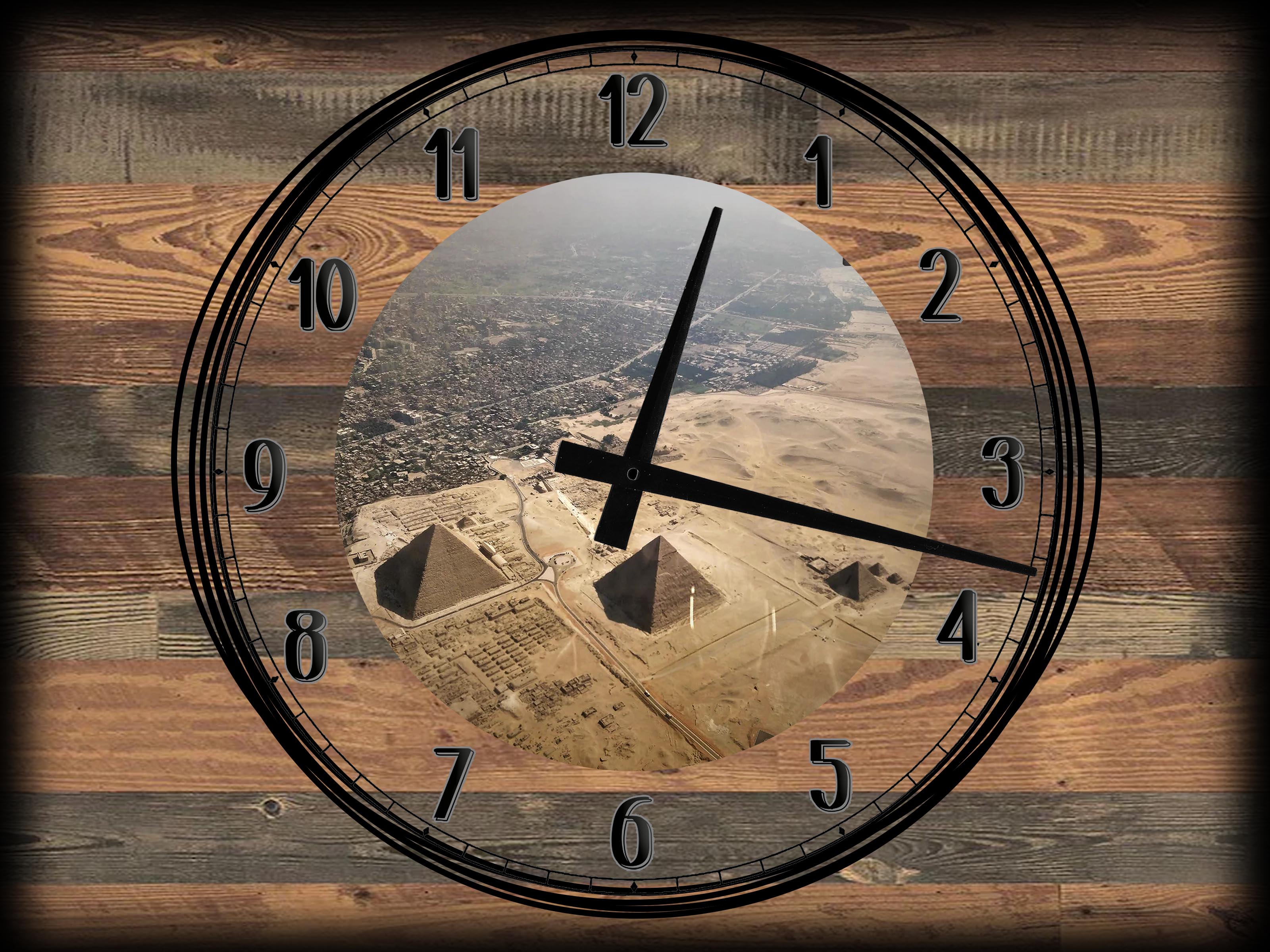 Large Wall Clock on Canvas Art Egypt Pyramids Tan Sand Desert Egyptian ...