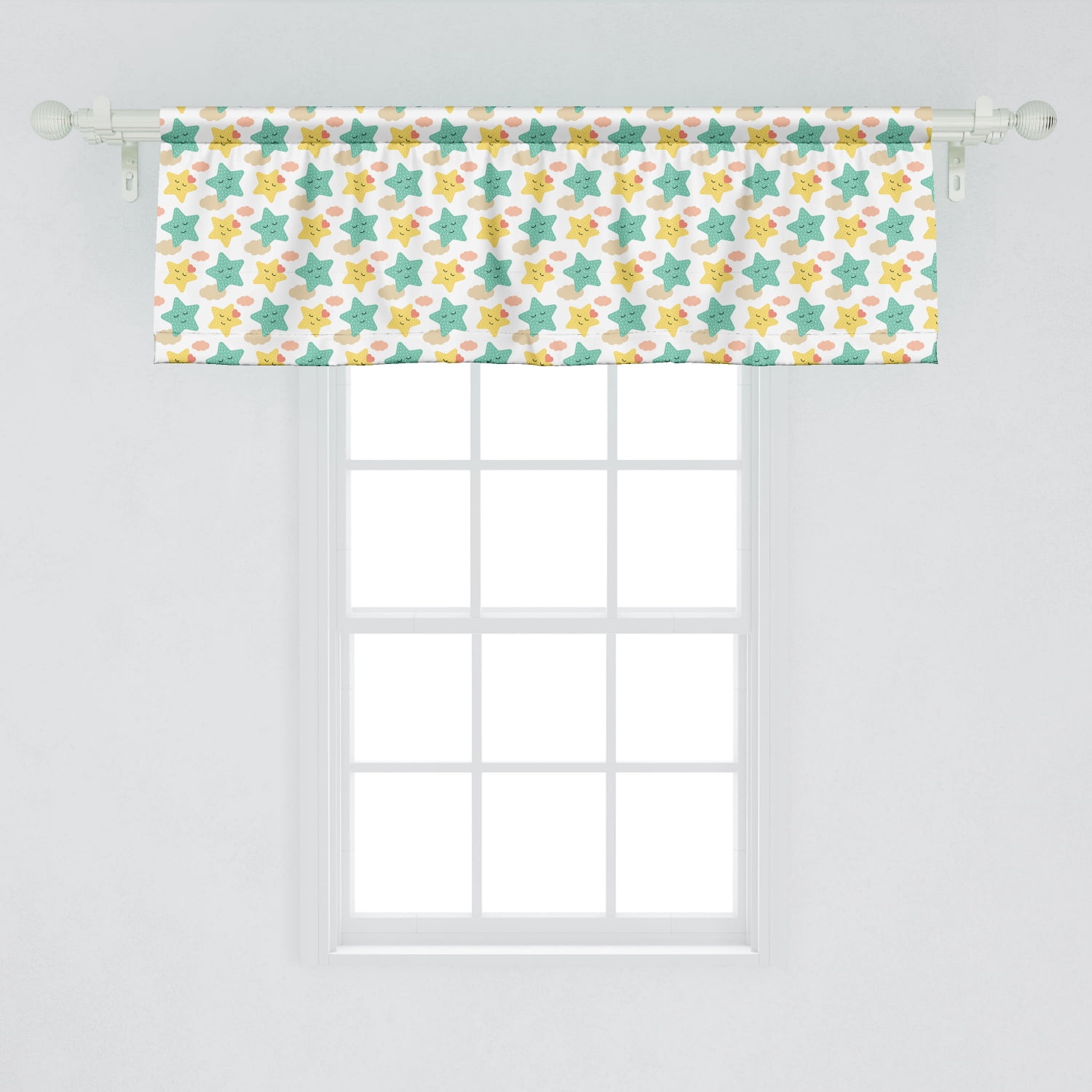 Ambesonne Nursery Window Valance, Childish Kindergarten Pattern with ...