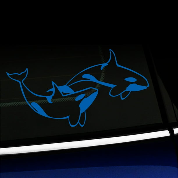 Orcas - Killer Whales - Vinyl Car Decal - Choose Color - [AZURE BLUE ...