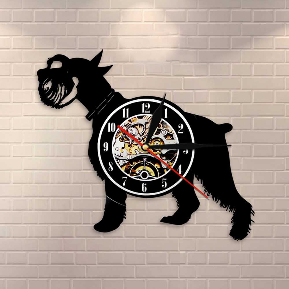 Mini Schnauzer Dog Canine Wall Clock Giant Schnauzer Dog Breed Vinyl ...