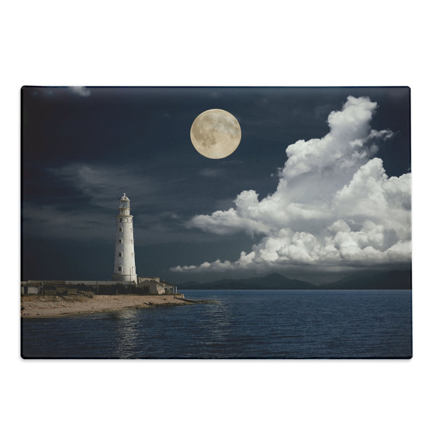 Lighthouse Cutting Board, Lighthouse Moonlight Island Large Clouds Sea ...