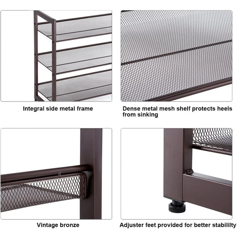 Stackable Mesh Shoe Rack Seville Classics 3 Tier 12 Pair Iron Metal