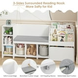 "Homfa Kids Bookshelf, White Wooden Bookcase with Reading Nook, 6 Shelf ...