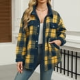 Aellinatey Jacket Women Warm Fuzzy Plaid Shacket Casual Comfy Button ...