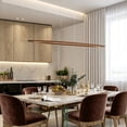 39-Inch Wood Linear Pendant Light, LED Dimmable Hanging Light for ...