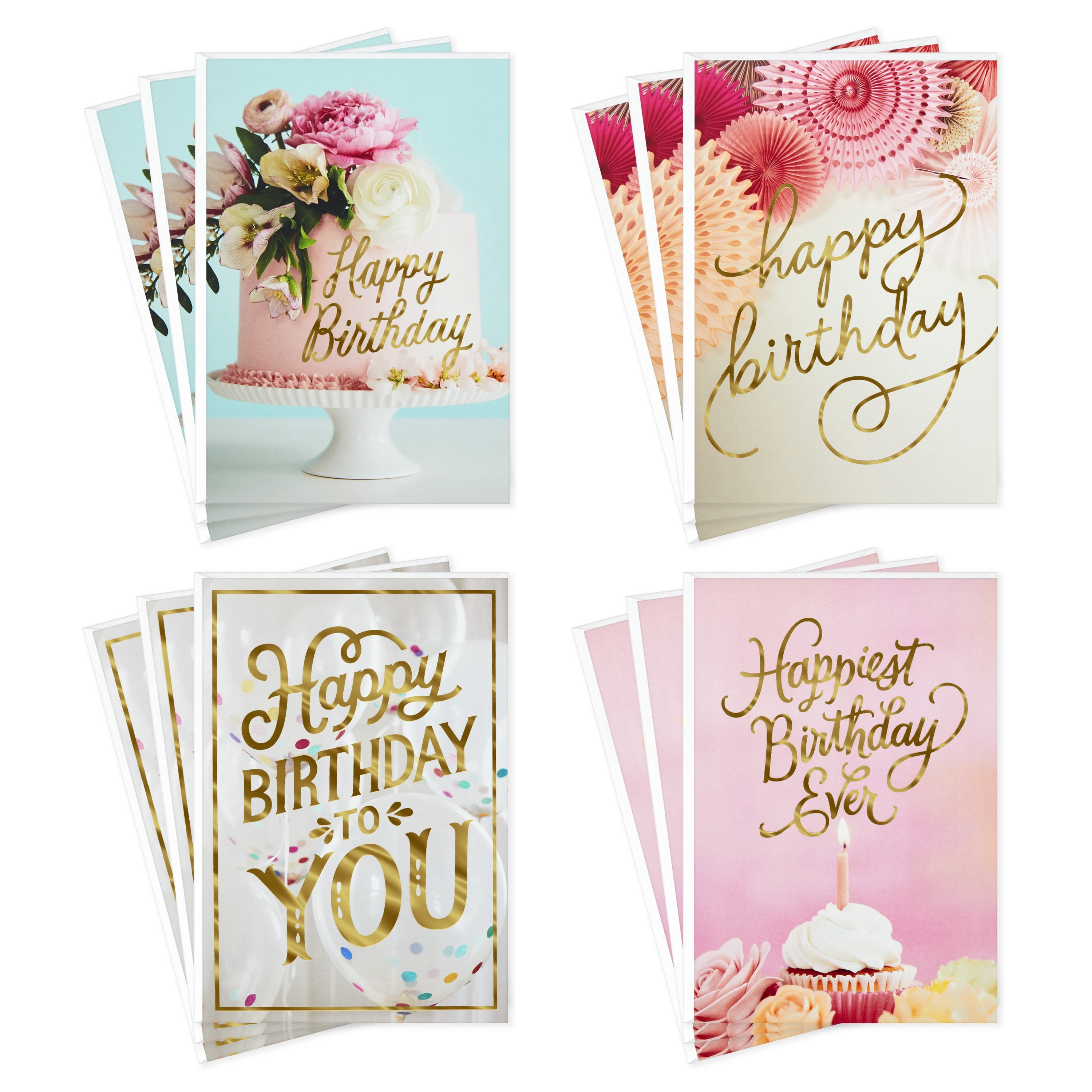 Hallmark Birthday Cards Assortment Balloons Cake Flowers 12 Cards 