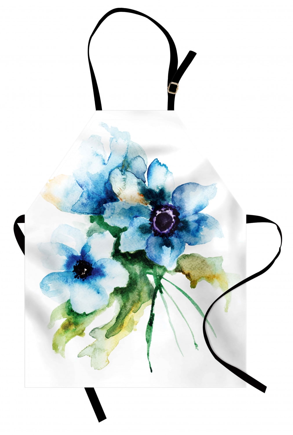 Watercolor Flower Apron Pale Colored Summer Flower Painting with Leaves ...