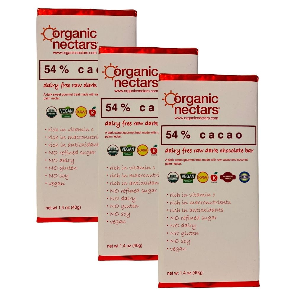 Organic Nectarts Raw Chocolate Bar 54% Cacao 3 pack of 1.4 oz - Walmart.com