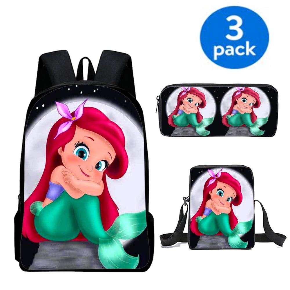 3Pcs Ariel Bookbag Funny Schoolbag for Middle Students Breathable ...