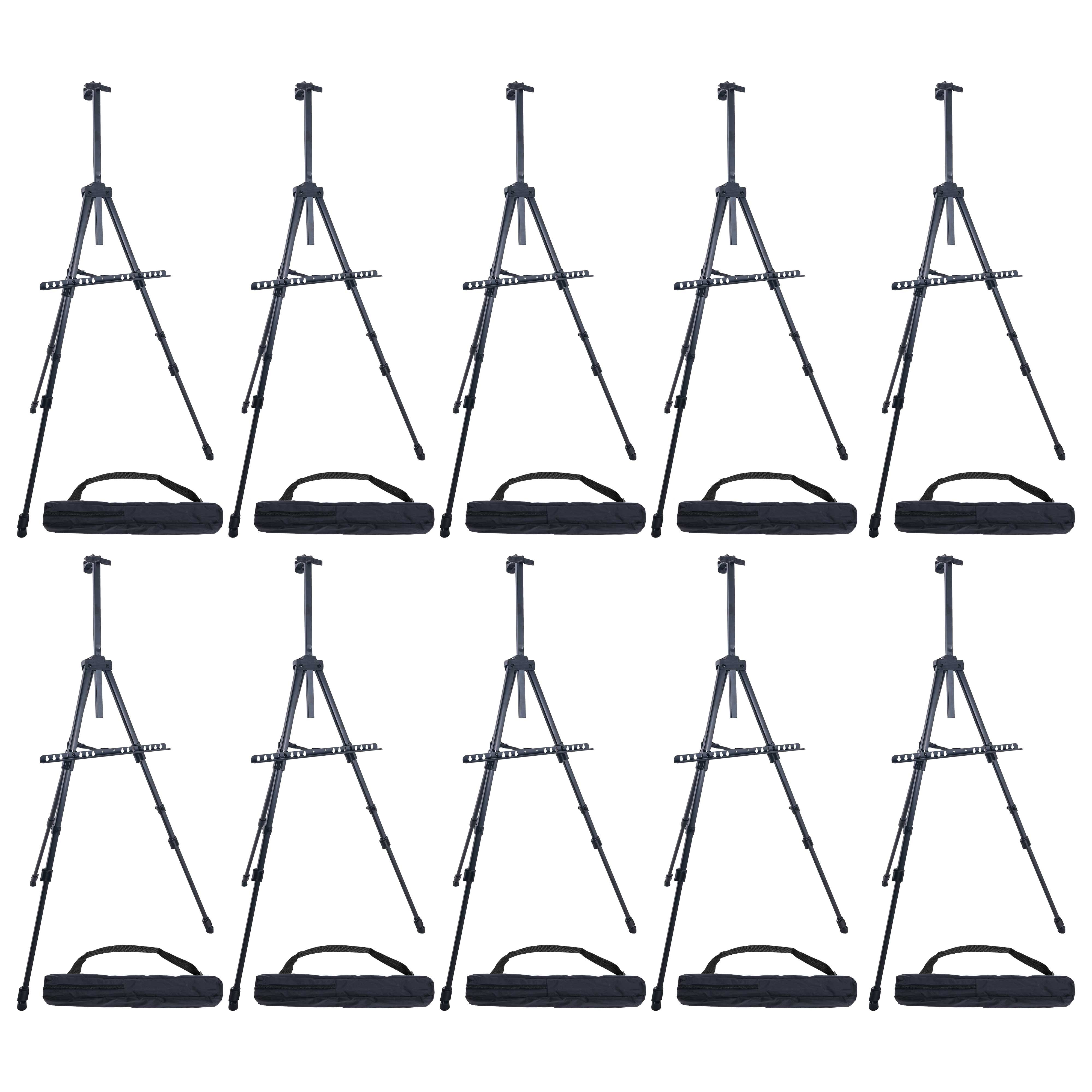 U.S. Art Supply - Pack of 10 - 66 Inch Sturdy Black Aluminum Tripod ...