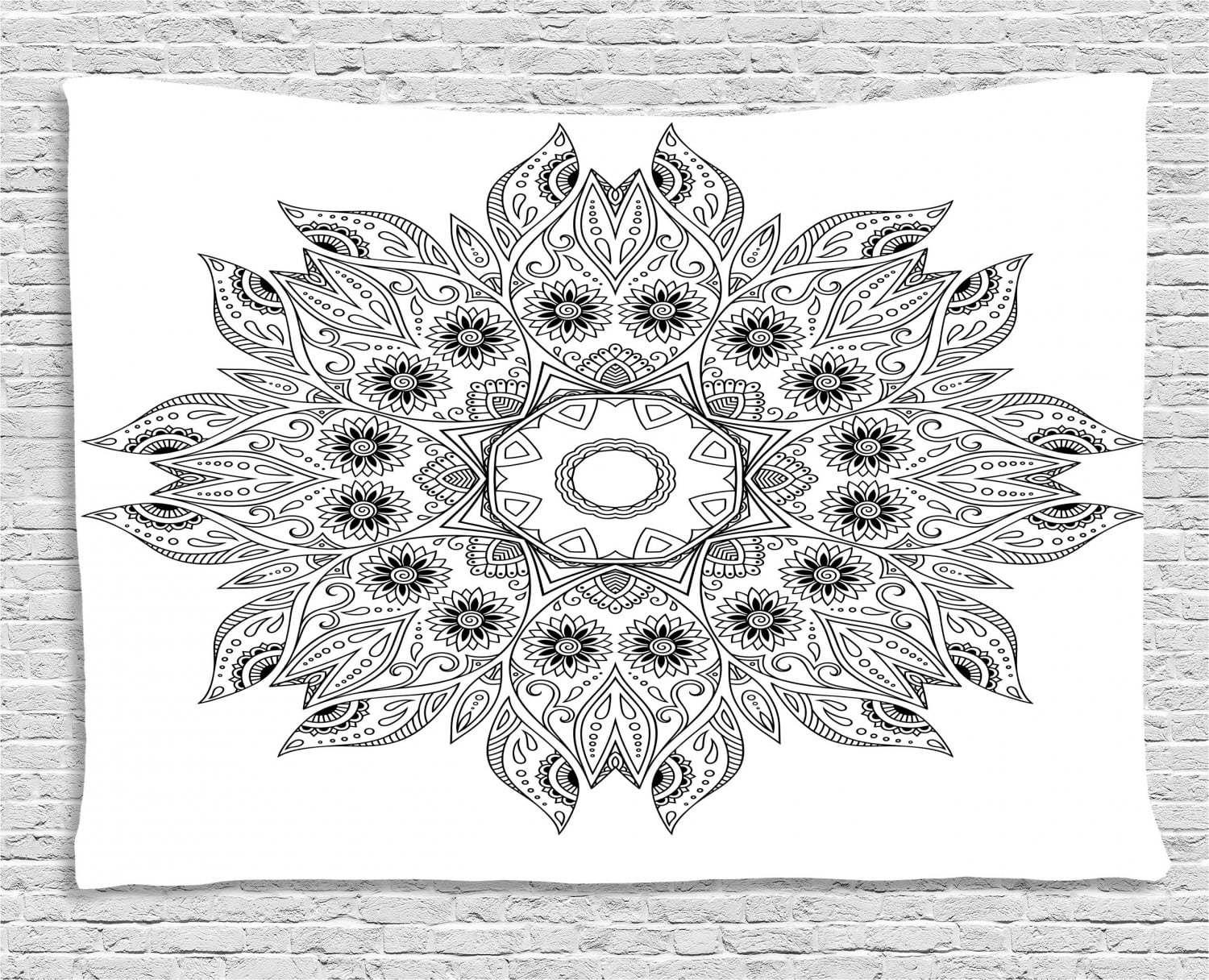 Mandala Decor Tapestry, Ornate Arabesque Esoteric Figure Esoteric ...