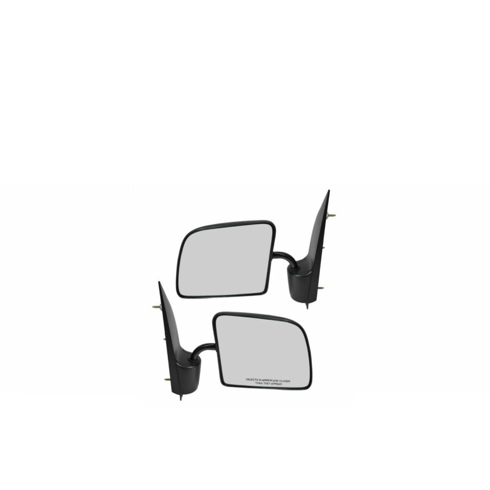 Black Manual Mirrors Goose Neck Style Pair For 1994-2006 Ford Van ...