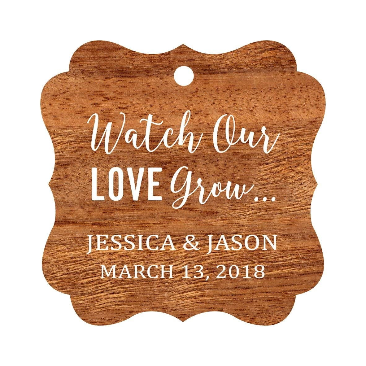 Darling Souvenir 'Watch Our Love Grow' Custom Paper Tags Wedding ...