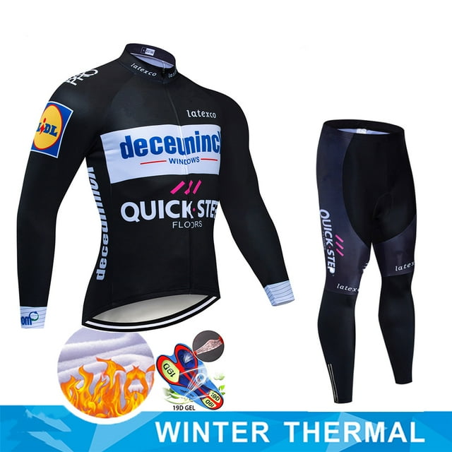 2023 Quick Step Winter Cycling Clothing Suit Warm fleece Bike Sports Set MTB Men's Suit Bike ...
