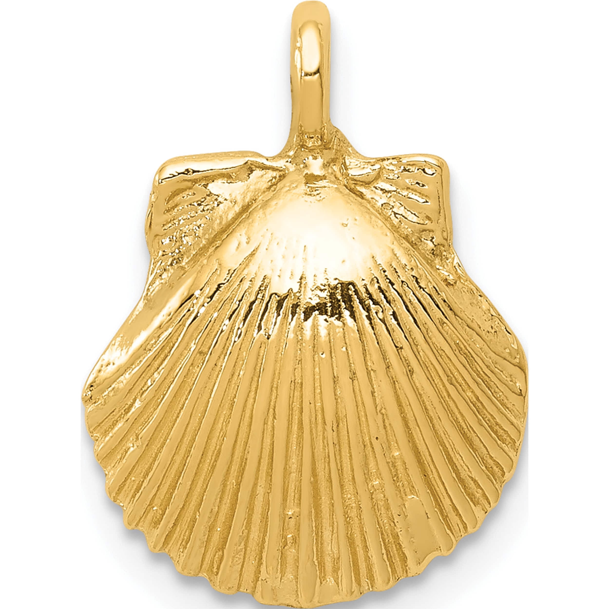 14K Yellow Gold Seashell Pendant (17 X 12) Made In United States d2992 ...