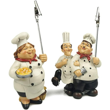 Decorative Chef/Baker Figurines Kitchen Decor with Card Holders, A Pair ...