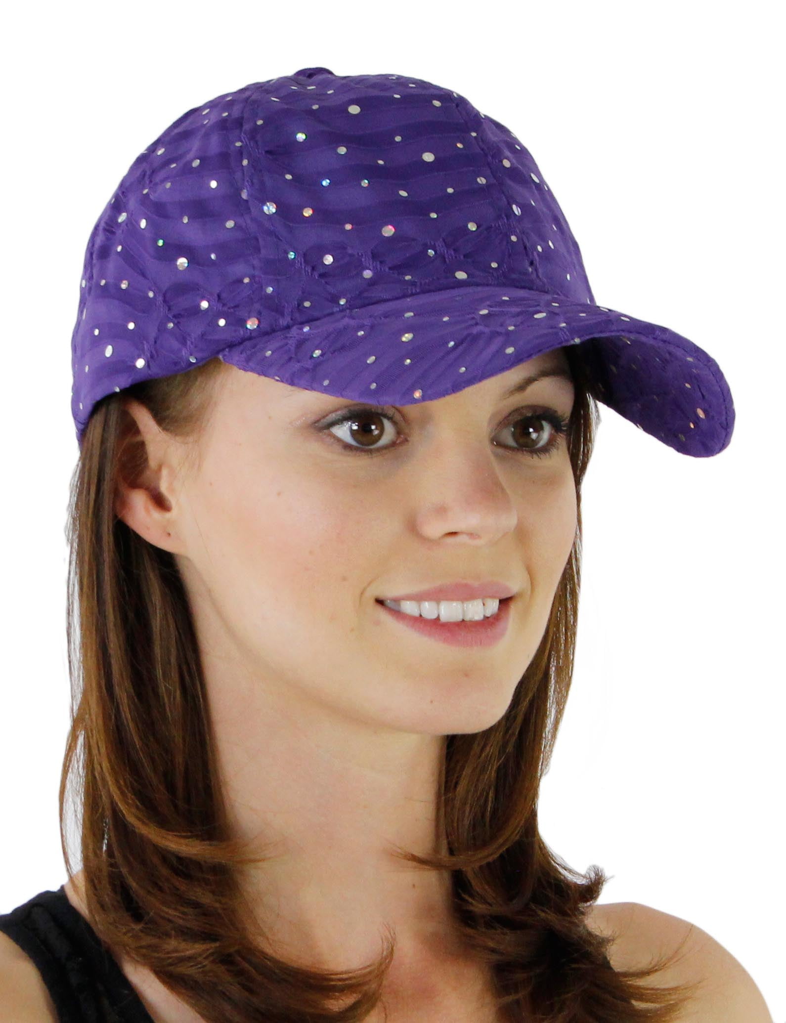 Greatlookz Fashion Greatlookz Glitzy Game Flower Sequin Trim Baseball